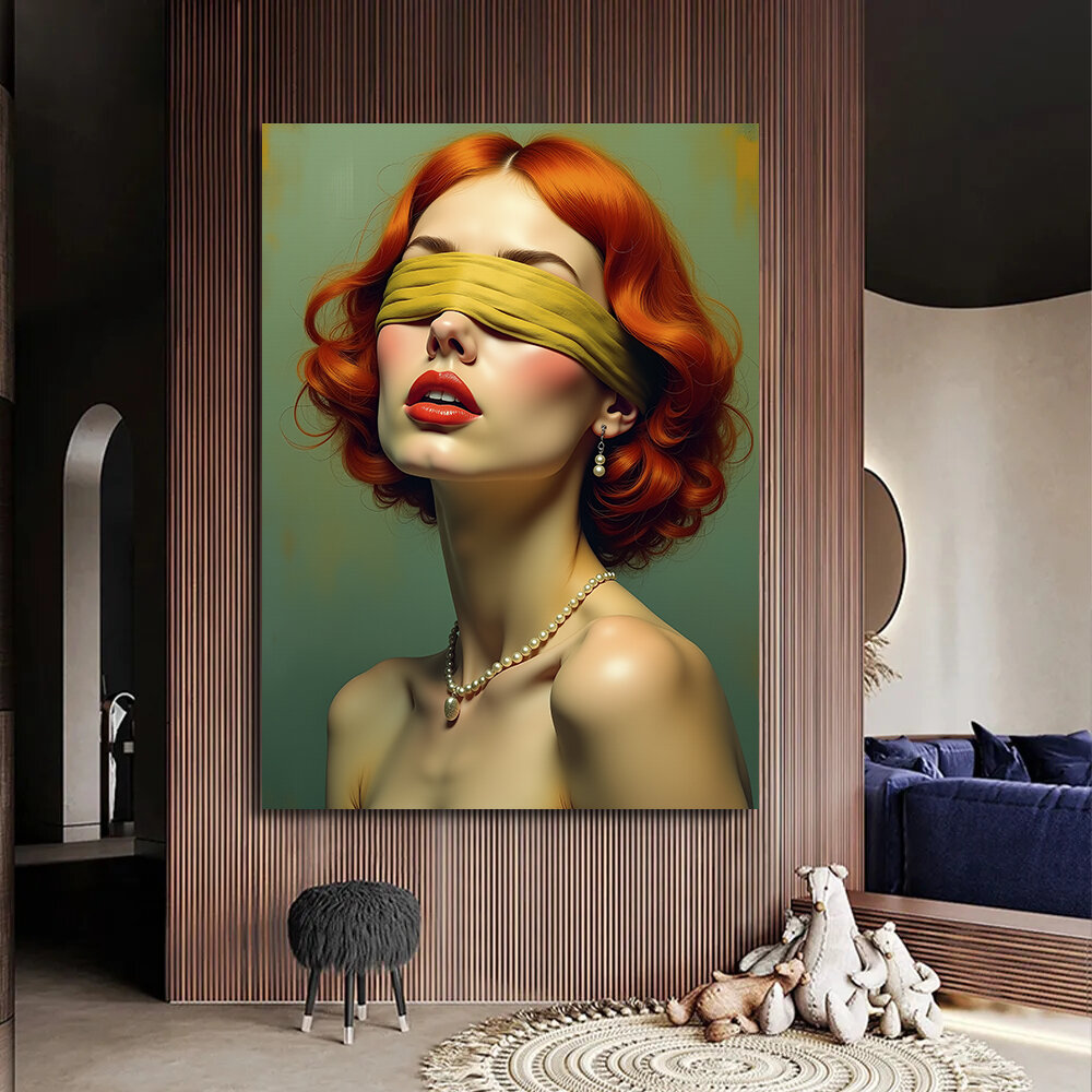 Картина на стену / Девушка загадка, эро повязка на лице, постер в интерьер / поп арт, 30х40 см.