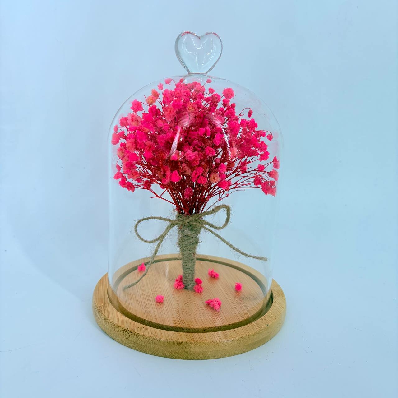 Интерьерный клош, стеклянная колба со стабилизированными цветами "Дерево любви"
