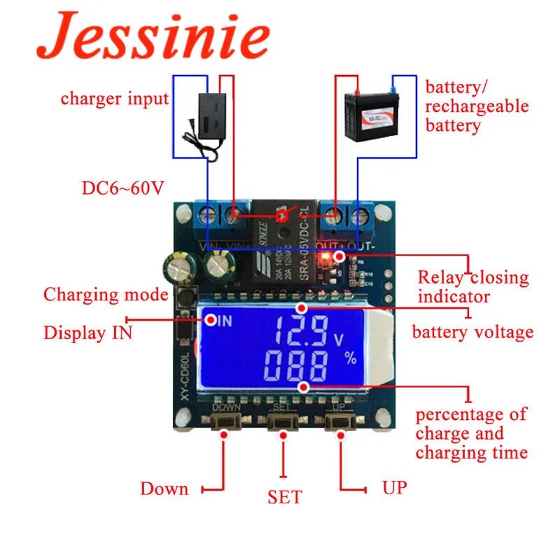 6-60 В, 30 А, 10 А, контроллер солнечной батареи, плата защиты заряда, переключатель времени зарядного устройства, 12 В, 24 В, 36 В, 48 В, емкость свинцово-кислотного аккумулятора