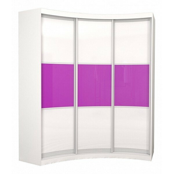 Радиусный шкаф-купе DoorDoor-19 белый / белый, фиолетовый 180х220х120 см, цвет на заказ