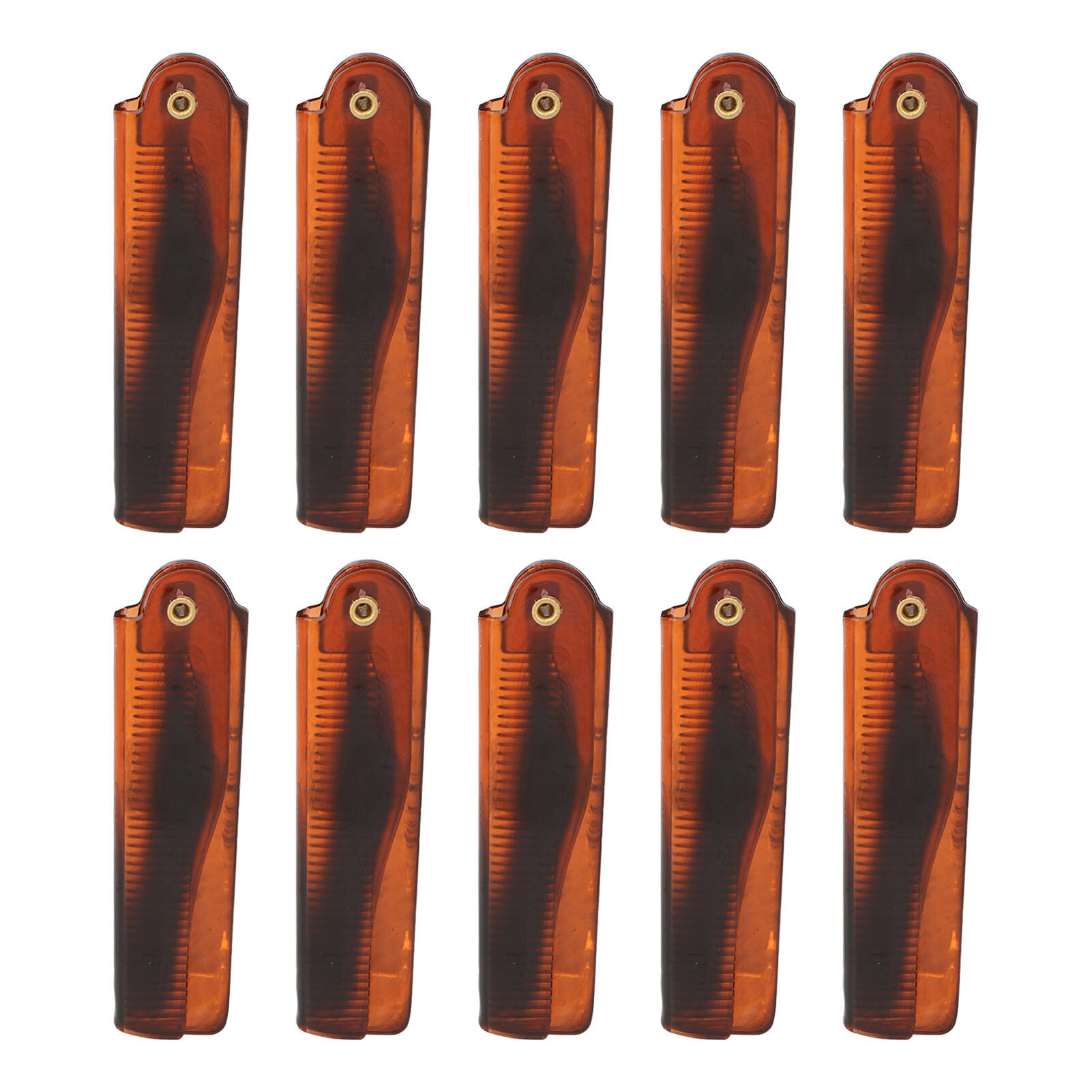 10 шт. Складные карманные расчески ручной работы, складные расчески с мелкими зубьями, коричневые, с золотой пряжкой, маленькие расчески для мужчин