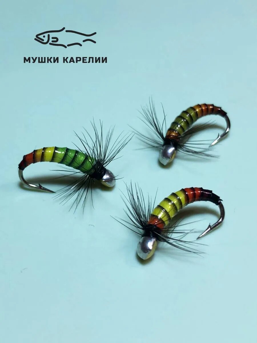 Мушки на хариуса Зебра Трехцветная крючок Scud #10