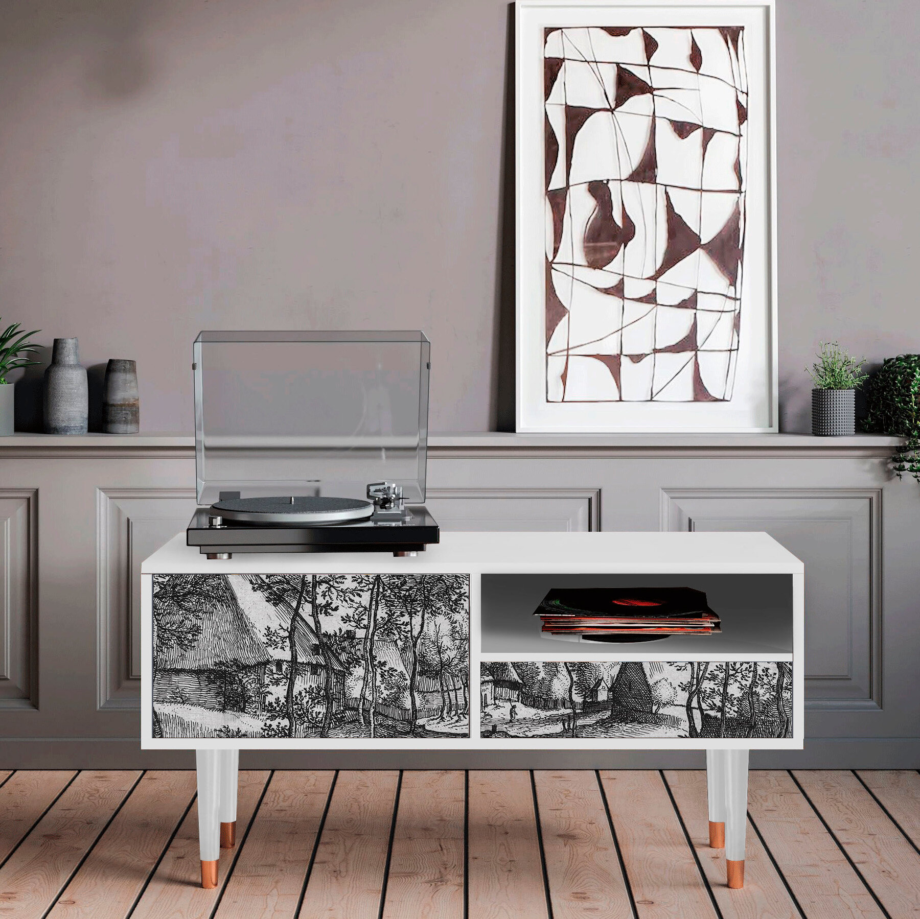 ТВ-Тумба - STORYZ - T3 Village Road by Pieter Breugel, Размер - 115 x 59 x 48 см, Цвет корпуса - , Белый