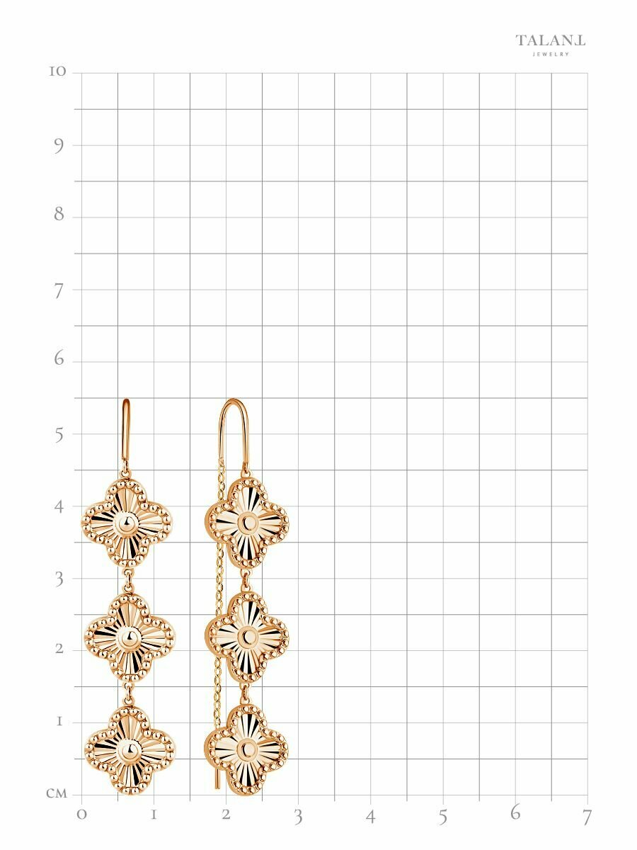 Серьги с подвесками, цепочки TALANT, красное золото, 585 проба, , золотистый — фото 1
