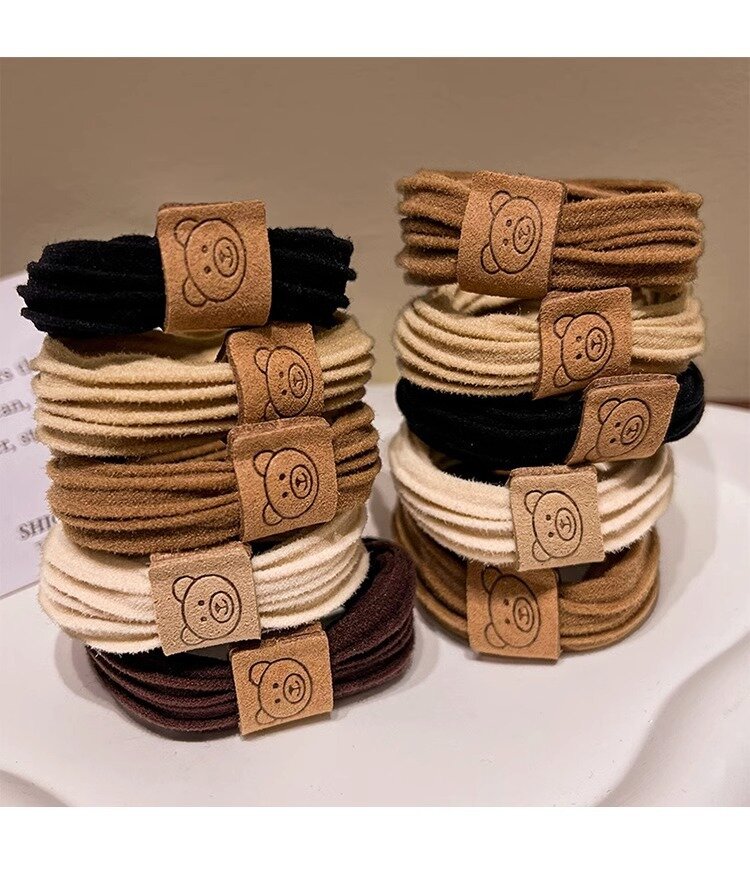 Кольцо для волос "Маленький медвежонок", бесшовная, черная кожа