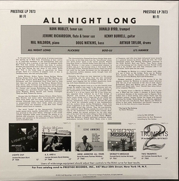 The Prestige All Stars – All Night Long - Analogue Productions LP формат | Виниловая пластинка | Jazz