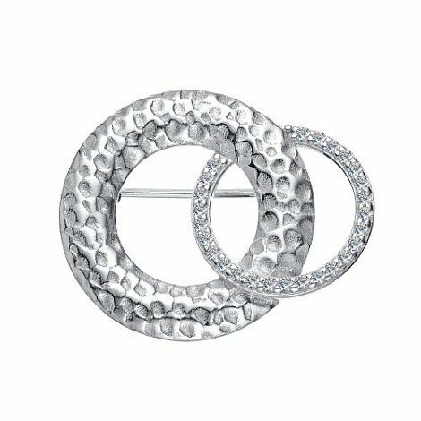 Брошь, серебро, 925 проба, фианит