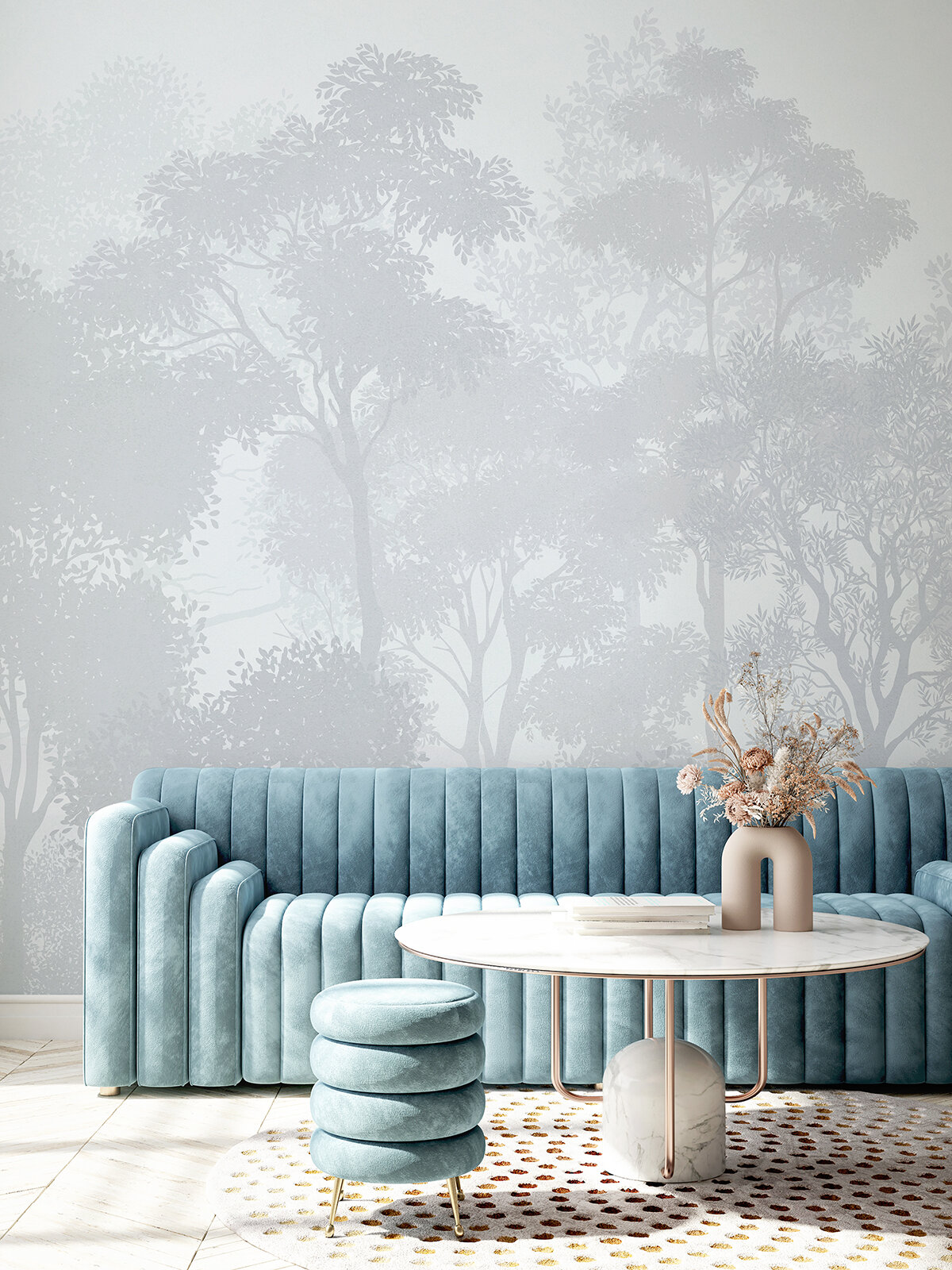 Фотообои/ F-071 Пепельно-голубой лес 400х270-1Divino