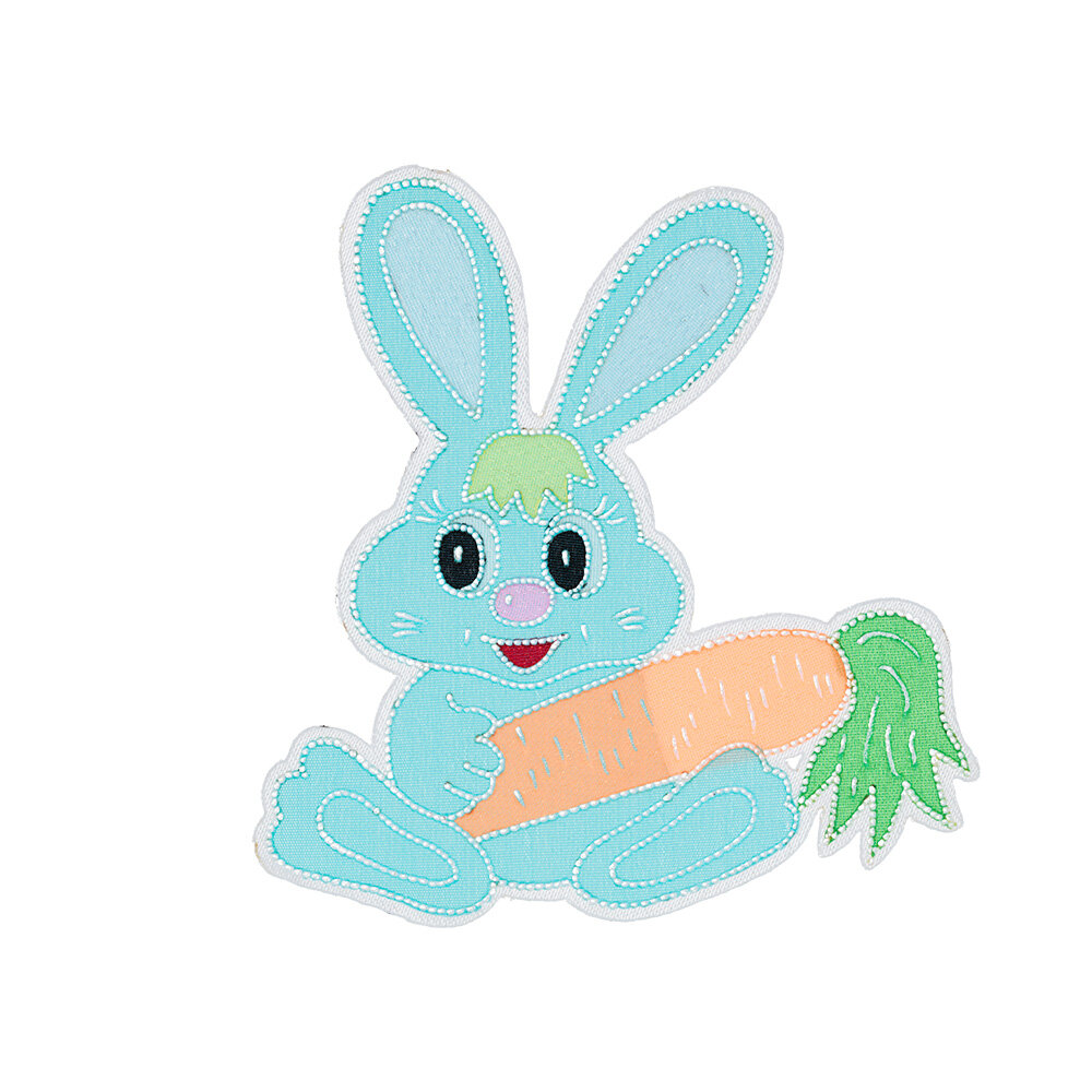 BLITZ термоаппликация №1 1-06 зайка с морковкой 9х9 см для детской одежды и аксессуаров