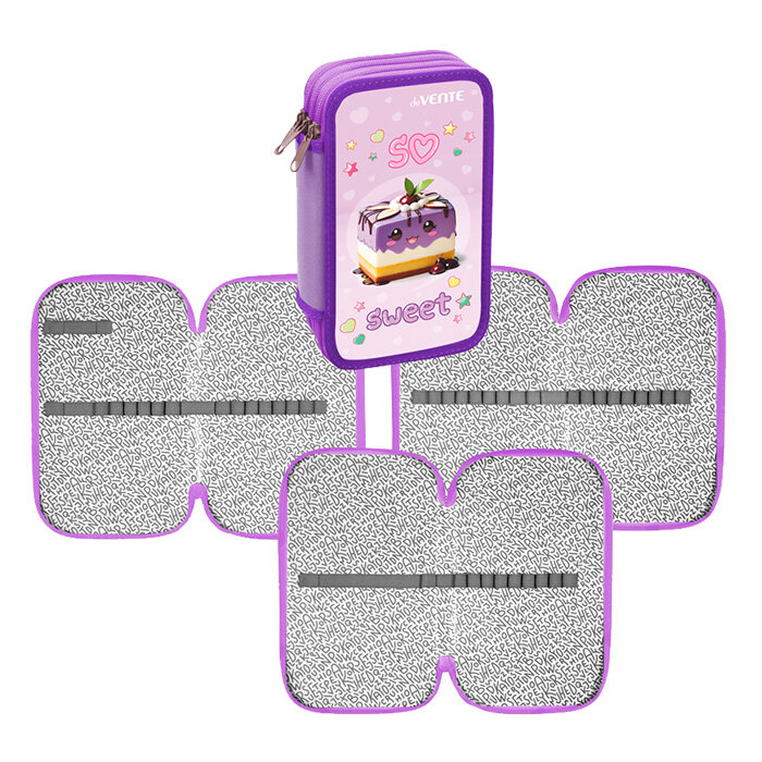 Пенал школьный на молнии deVente "So Sweeti", 3 отделения, из ткани, с конгревным тиснением