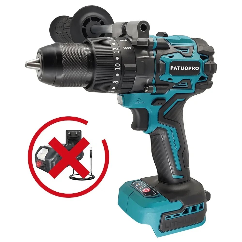 Бесщеточная аккумуляторная дрель PT-CLUB 18В для батарей Makita No Battery