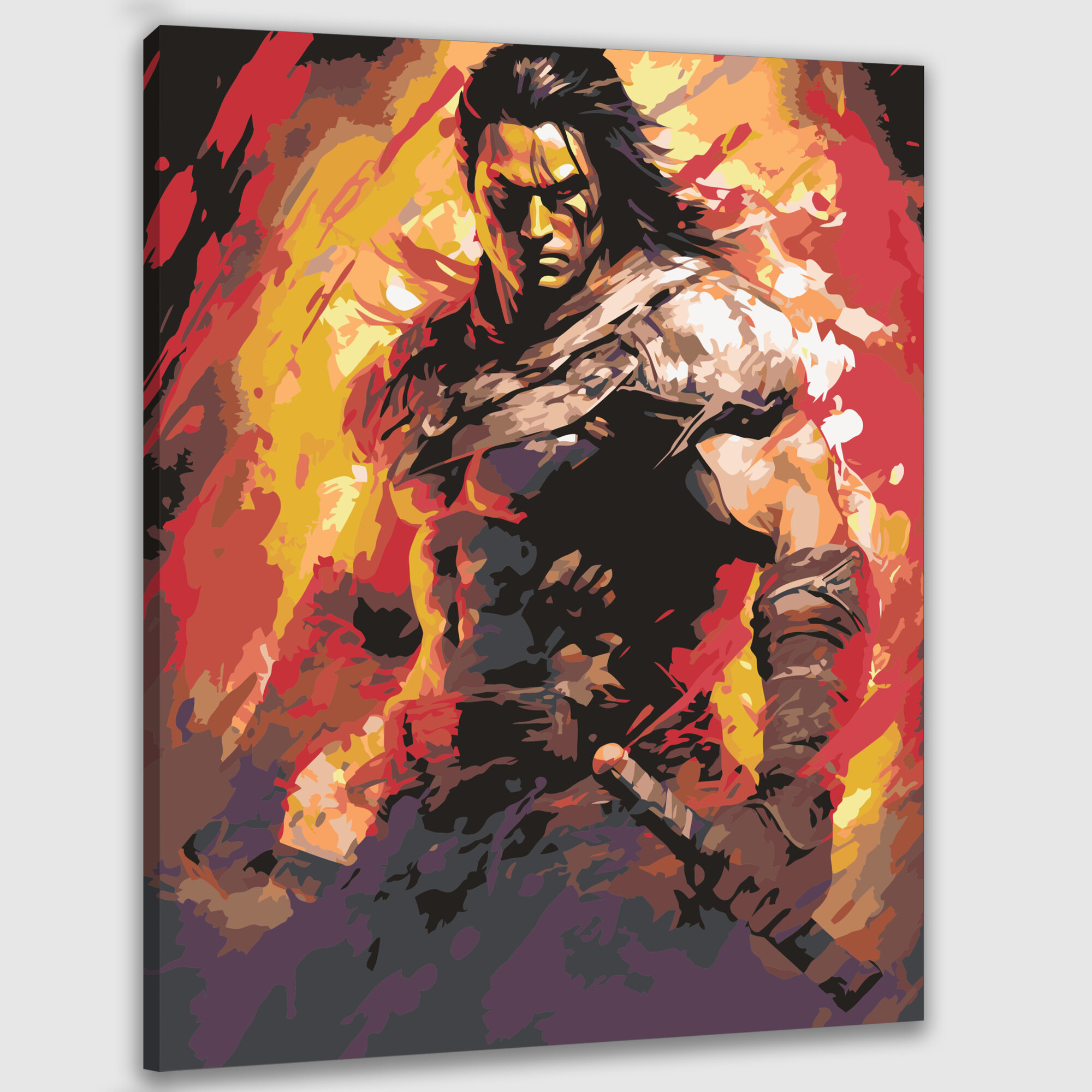 Картина по номерам 40x50 см, свирепый воин, легендарный меч, аура силы, аура решительности, энергия, действие