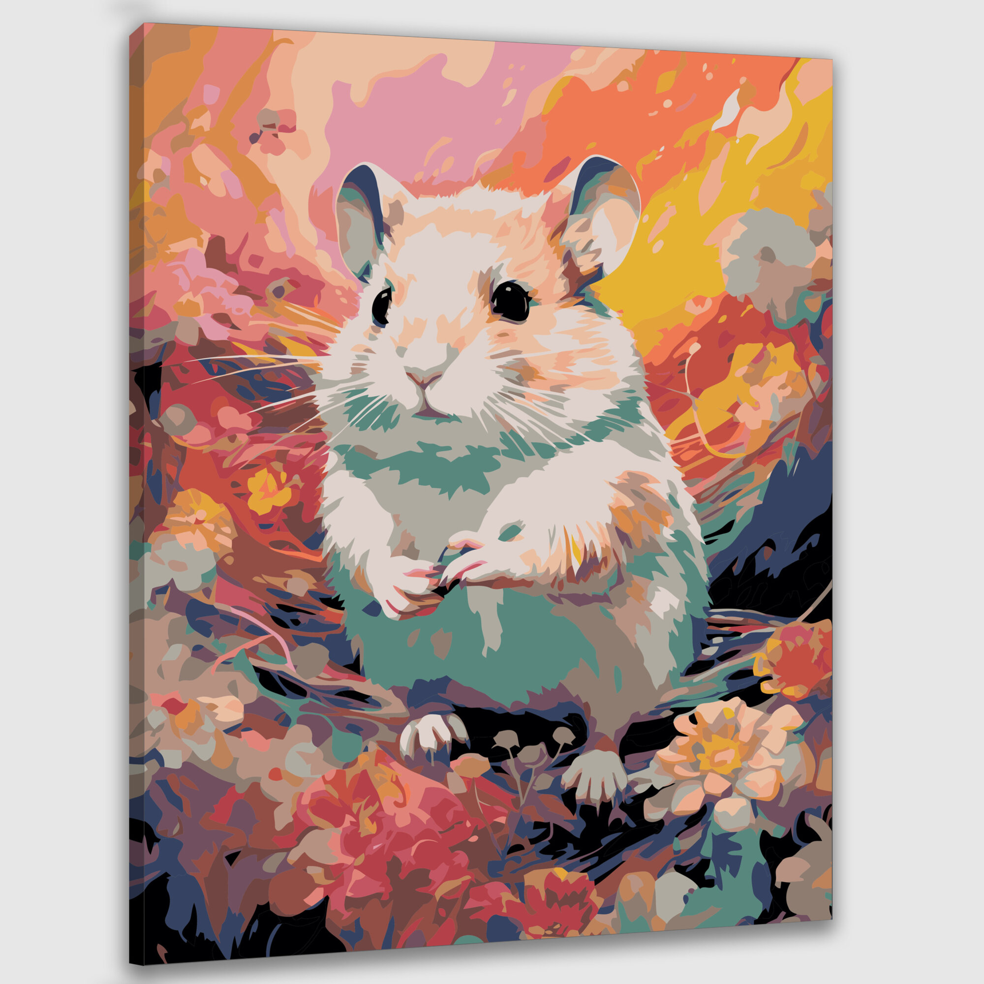 Картина по номерам 40x50 см, акриловая картина, хомячок, фантастический мир, оживающие цвета, смелые мазки кистью, цвет