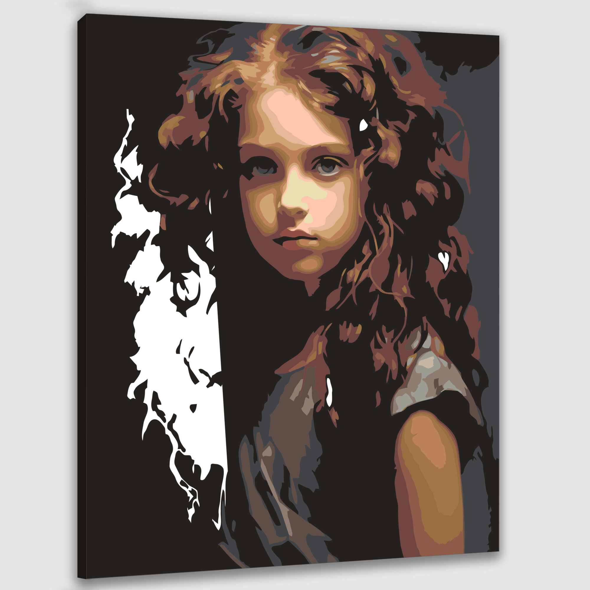 Картина по номерам 40x50 см, картина маслом, молодая девушка, черты лица, глаза, свет, локоны, загадочность, интрига