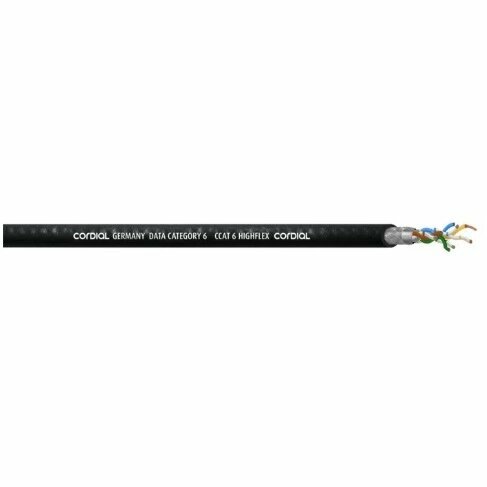 Кабель витая пара на катушке Cordial CCAT 6 HIGHFLEX BLACK 100.0m