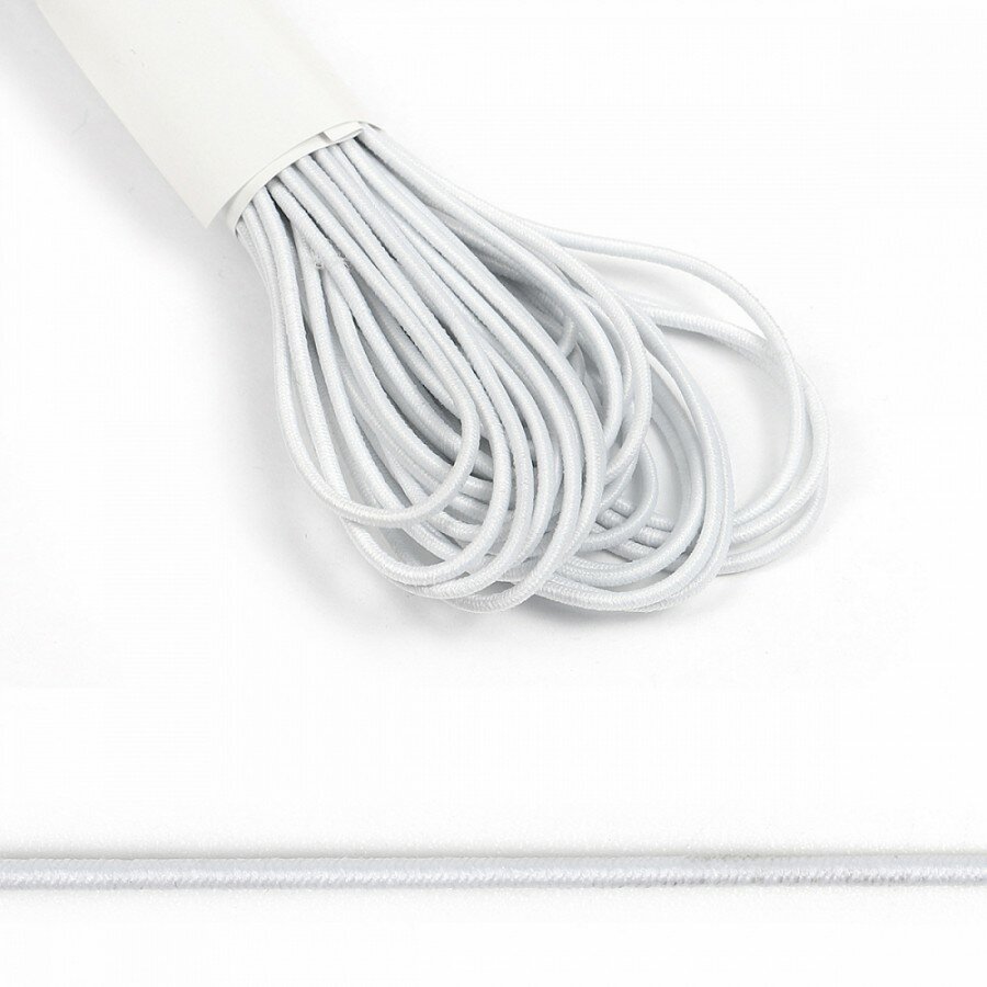 Резинка TBY шляпная (шнур круглый) цв. F101 белый 1,0мм рул.10м (+-0,5м)
