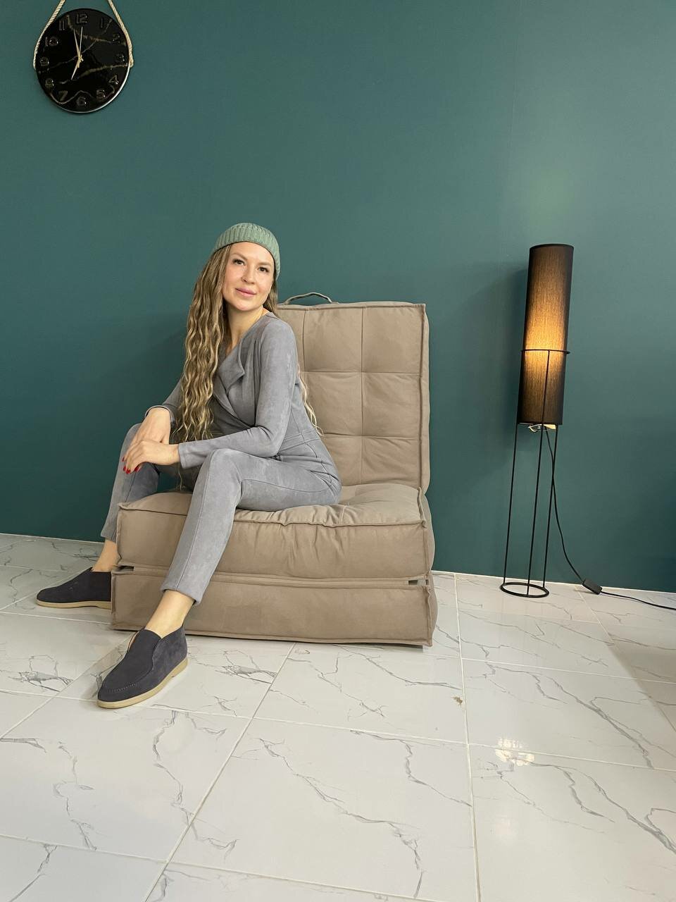 Пуфик-трансформер зебомебель "Зефирка", обивка микровелюр, съемный чехол