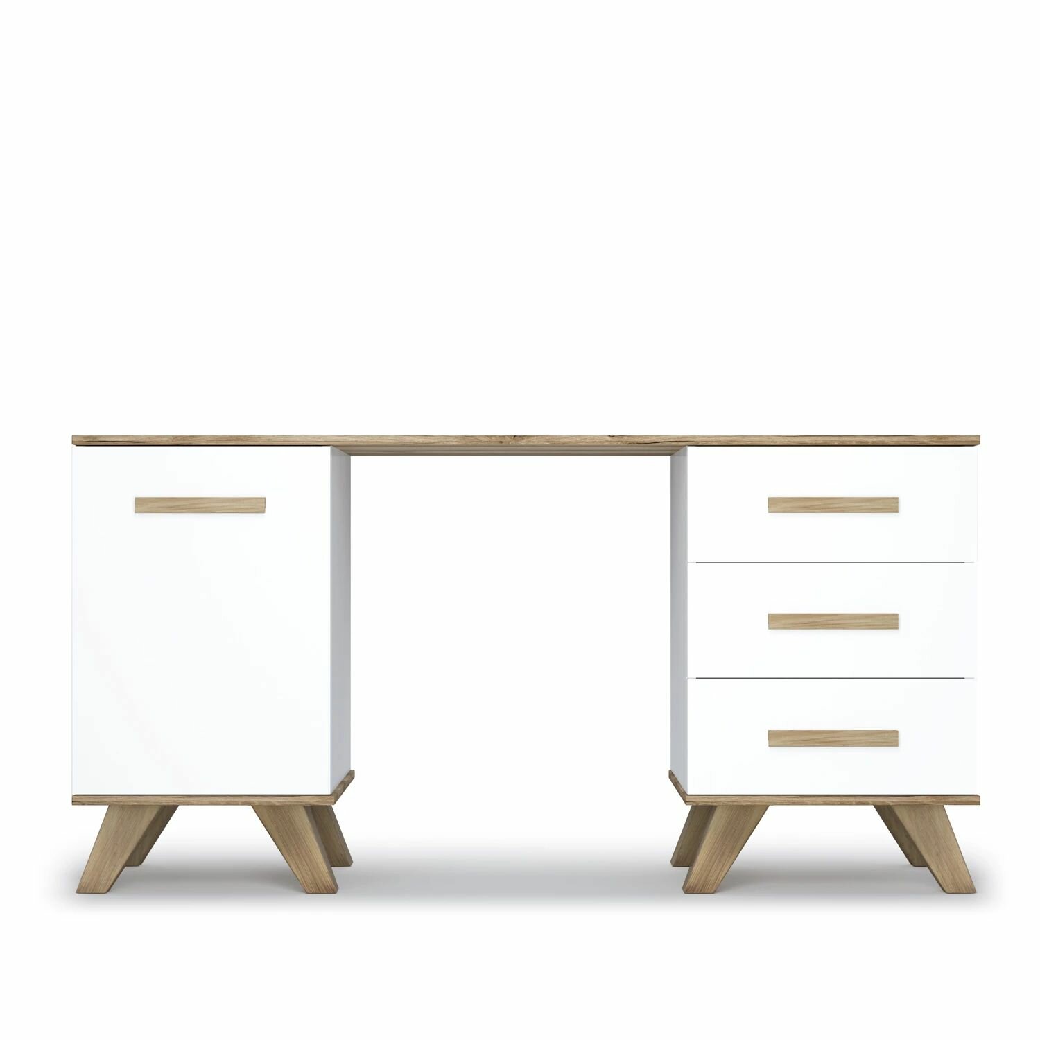 Стол письменный 1400 Вега Скандинавия, цвет Белый / Дуб Каньон