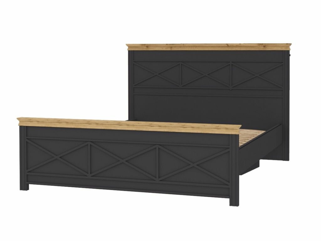 Кровать 1600 Лиана-1 Дуб Крафт Золотой / Графит в спальню ЛДСП для подростков для взрослых