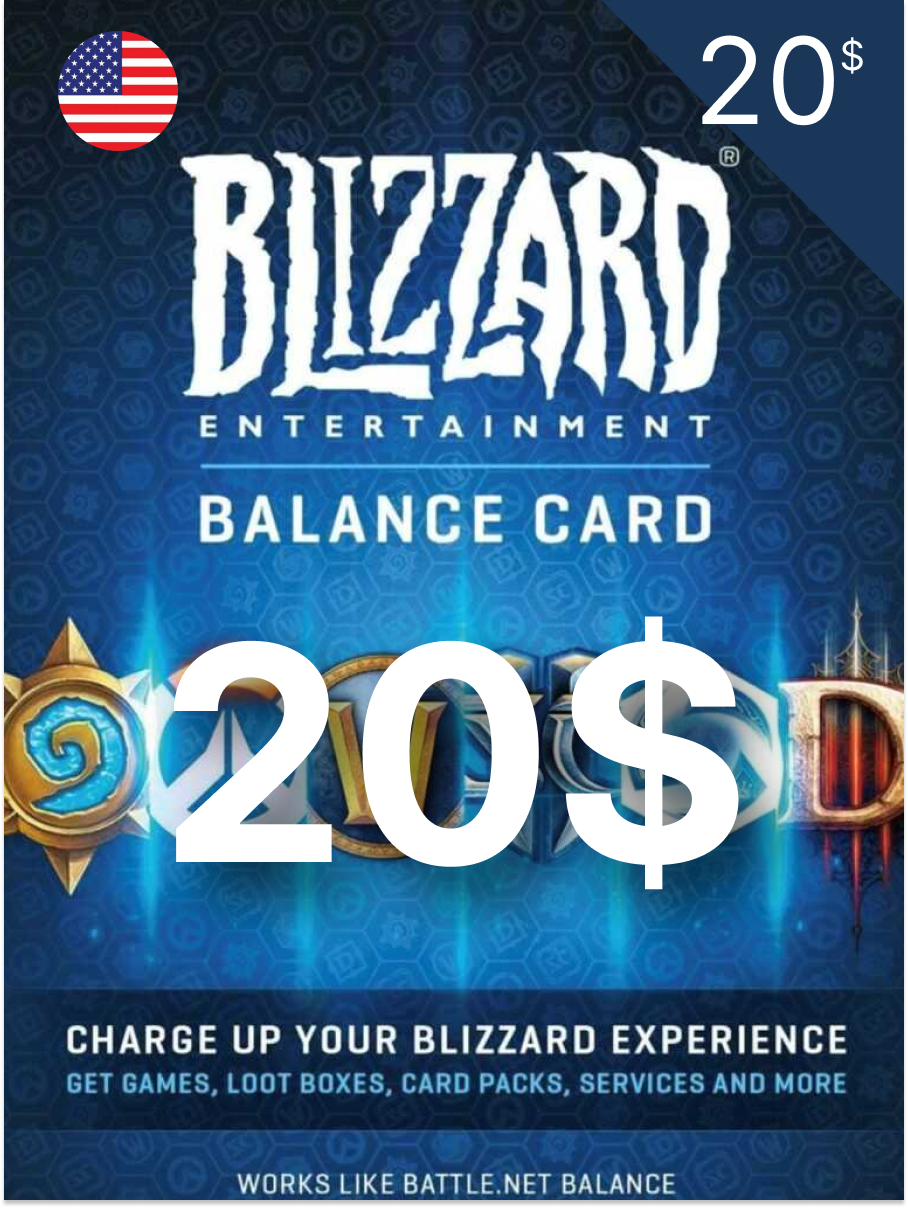 Пополнение счета Blizzard (Battle NET) на 20 USD ($) Америка / Код активации доллары / Подарочная карта Близзард (Батл Нет)