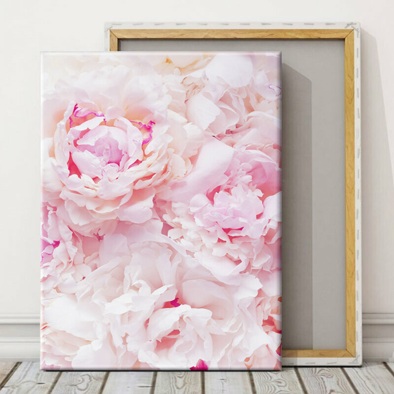 Картина на холсте 40х50 см "Пионы, мазки", на стену для интерьера