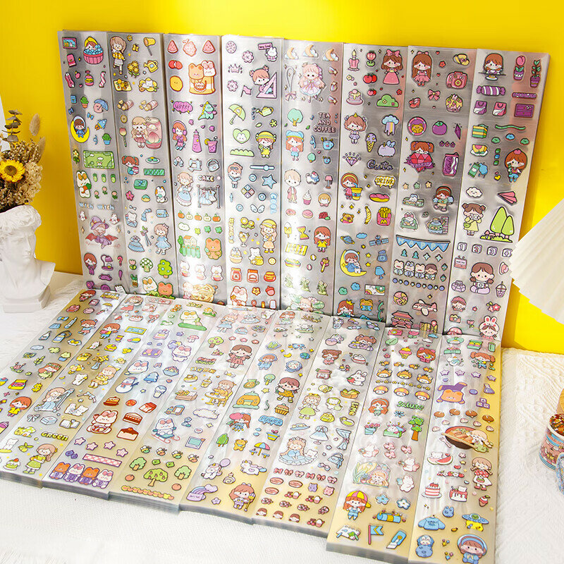Yuehe Long PET Stickers, Cute Waterproof Journal Decorations, Student Planner Stickers, 20 Pieces, 4246