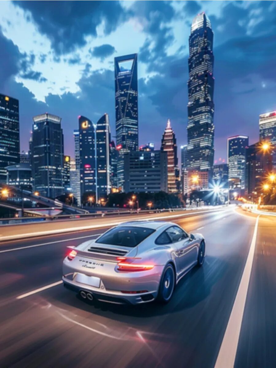 Картина по номерам машина в Шанхае 40х50