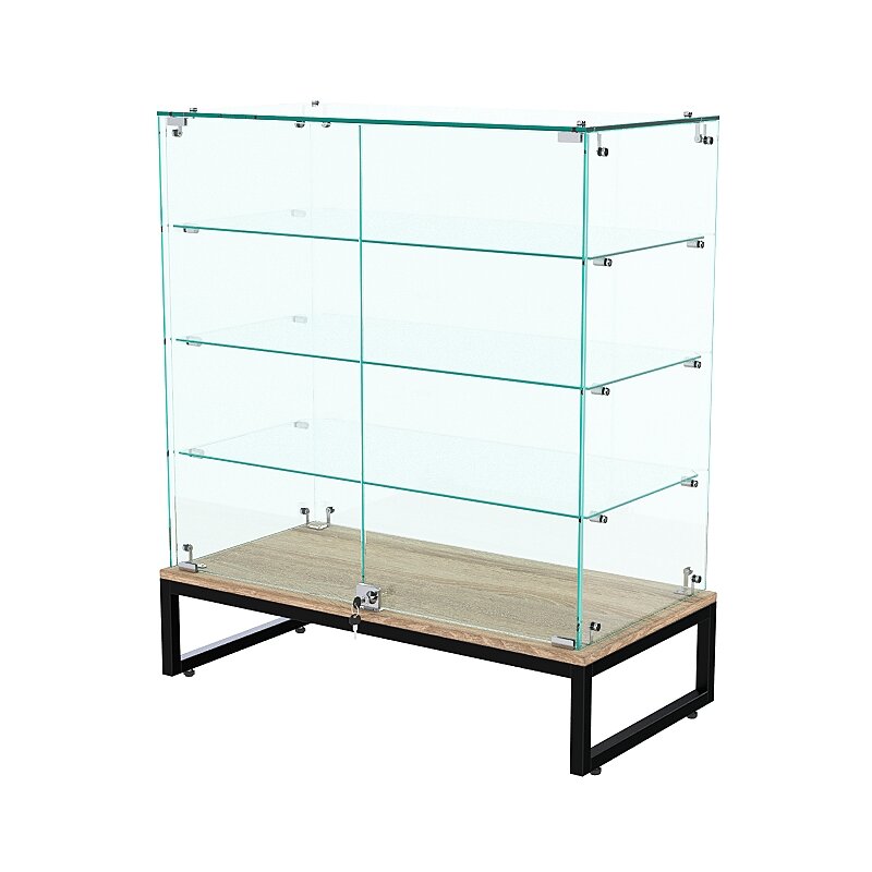 Торговый стеклянный прилавок "лофт стиль" №123 (с дверками), Дуб Сонома