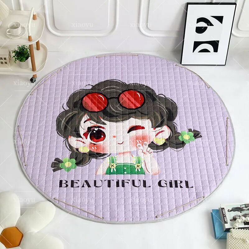 Детский коврик мешок для ползания малыша на пол "Зайчик", ковер в детскую комнату круглый развивающий игровой мягкий теплый для новорожденных младенцев 150 см