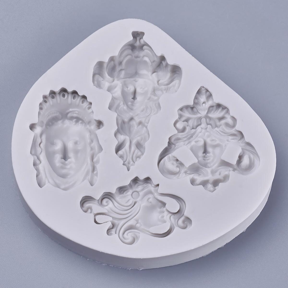 Молд силиконовый 0013065 для эпоксидной смолы 4 Античных Лица 9.8х9.4х1.5 см, цена за 1 шт.