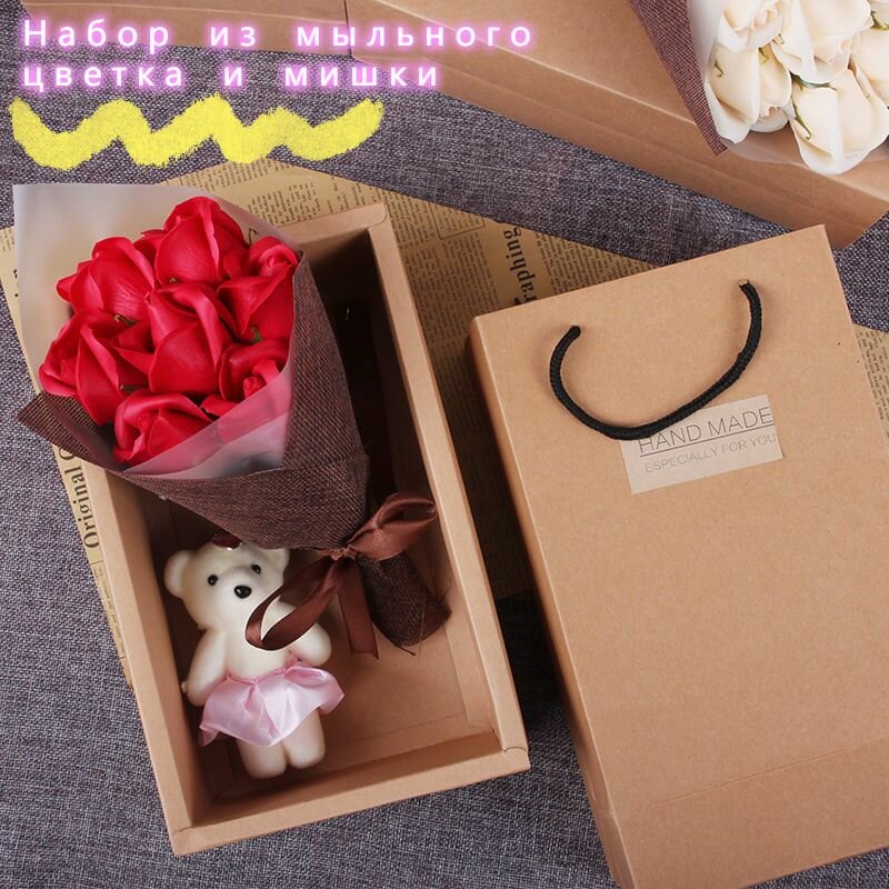Букет из мыла, мыльных роз, подарок на 14 февраля день Святого Валентина, на день рождения маме, женщине, девушке, подруге жене, бабушке учителю