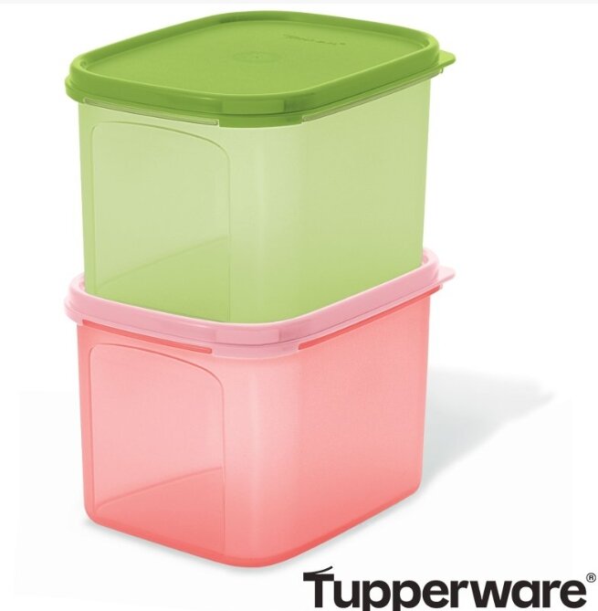 Контейнер пищевой Tupperware "Компакт", 1.9л, 2 шт. (розовый/салатовый)