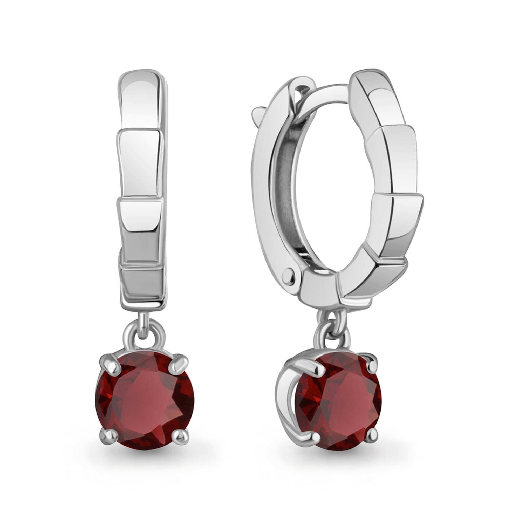 Серьги, серебро, 925 проба, родирование, гранат