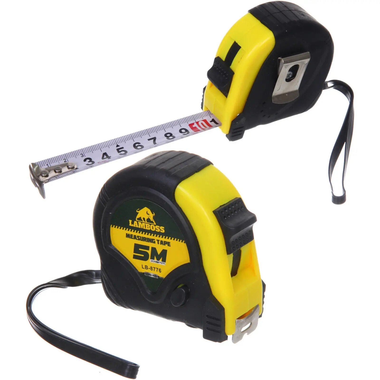 Рулетка Lamboss 5М, обрезиненный корпус, три фиксатора, удобство использования