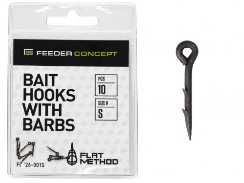 Шипы для бойлов/приманок Feeder Concept Flat Method BAIT HOOKS WITH BARBS р,002M 10шт.