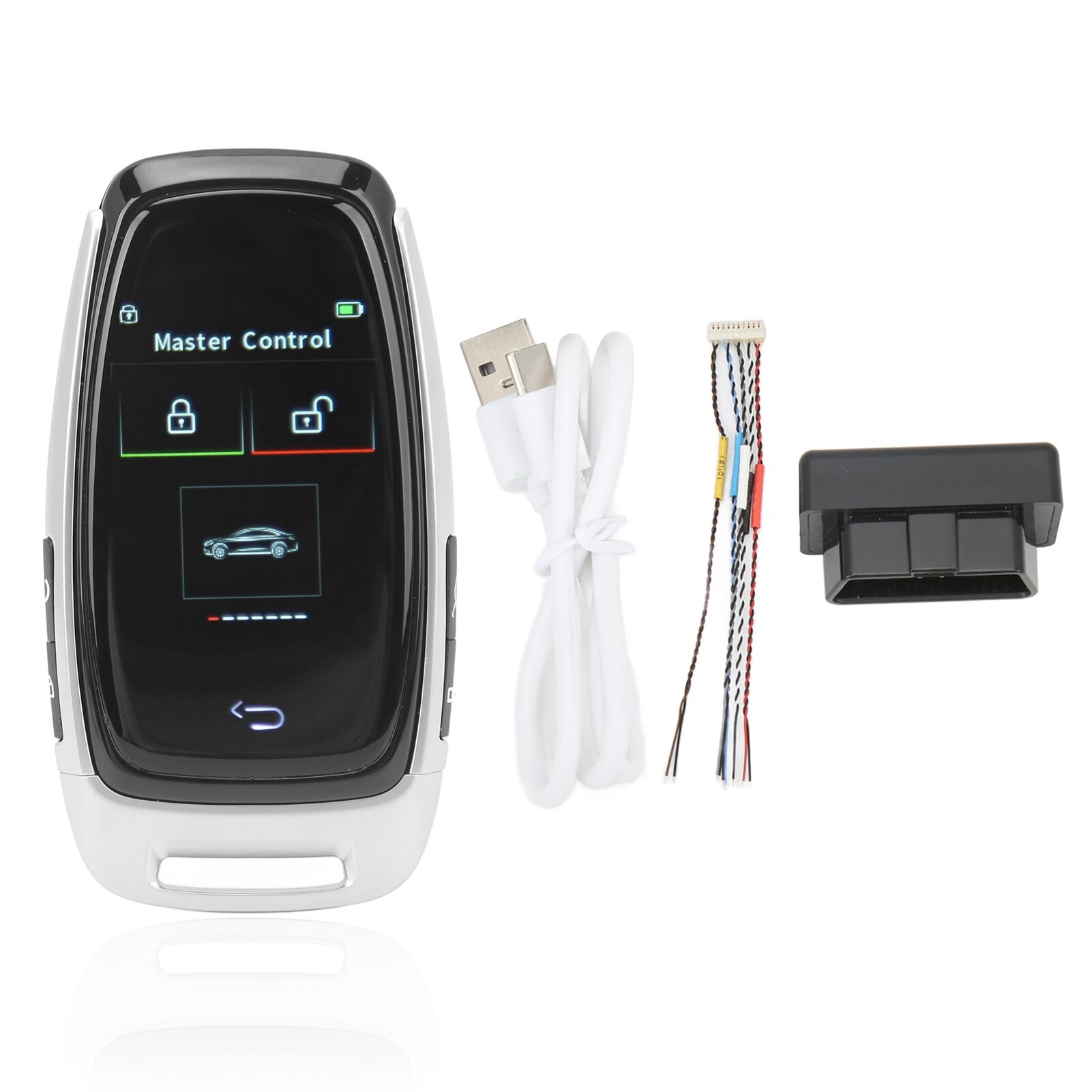 Car Smart LCD Key Touch Screen Bluetooth 5.0 Connection Keyless Entry Smooth for One Button Start Models Silver