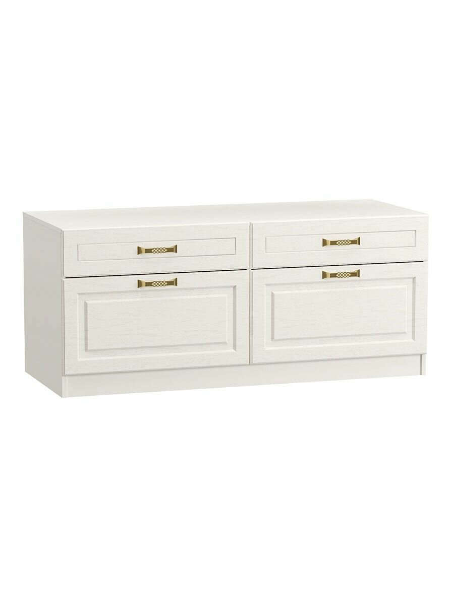Тумба под телевизор напольная Ливерпуль ТВ с ящиками, 140х49.3х60.8 см, Белый / Ясень ваниль