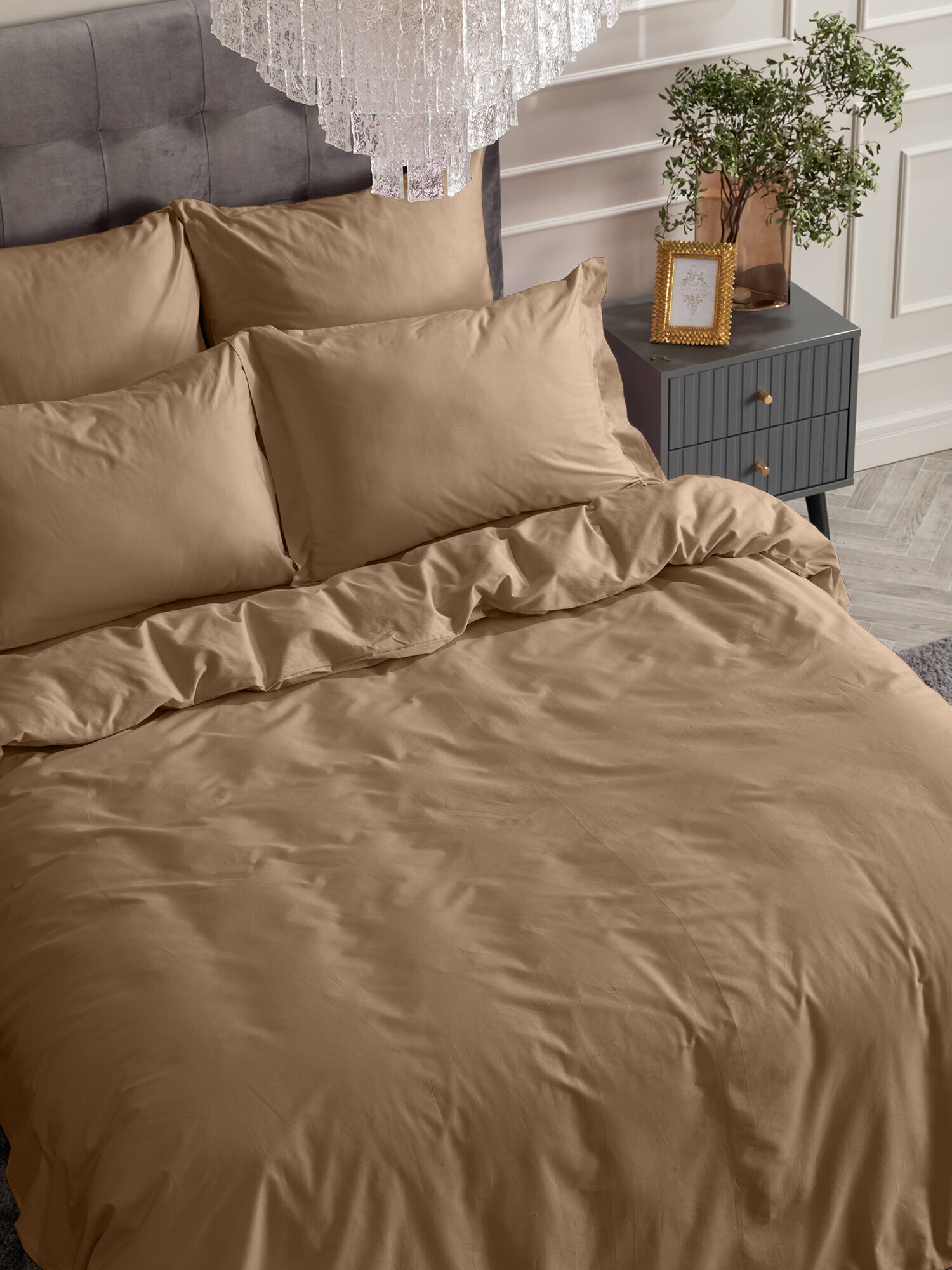 КПБ 2.0 сатин "Cozy Home" (50х70) рис. 86006-11 Миндаль/Almond/Almond