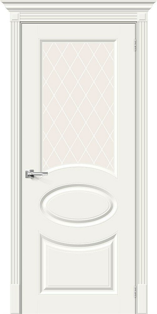 BRAVO Межкомнатная дверь 200*70, Скинни-21, Whitey / White Сrystal , Эмаль 200*70 Whitey