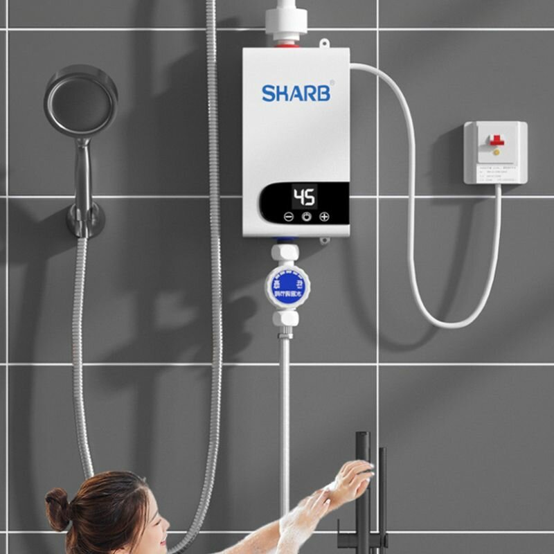 5500 Вт 220 В водонагреватель для ванной комнаты и кухни, мгновенный электрический водонагреватель для горячей воды, дисплей температуры с краном для душа