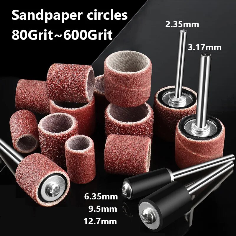Шлифовальная наждачная бумага, шлифовальное кольцо со стержнем, абразивный 30Pcs, 150Grit(6.35mm)