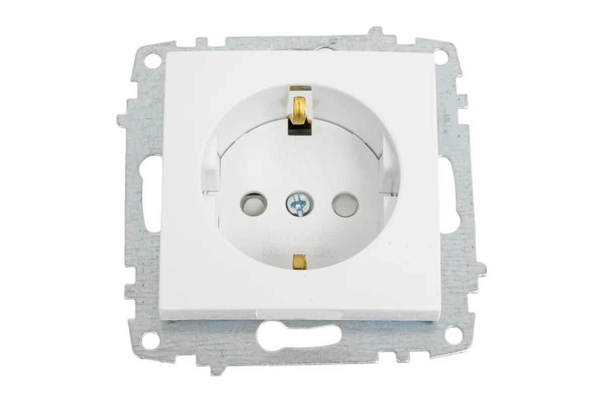 Elbi Zena Vega розетка с заземлением и защитой от детей белоснежная M+K 609-015600-243