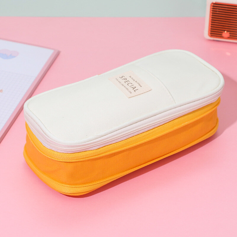 Японский и корейский стиль, большая емкость, расширяемый пенал из холста в цвете макарон, трансформируемый простой пенал для студентов