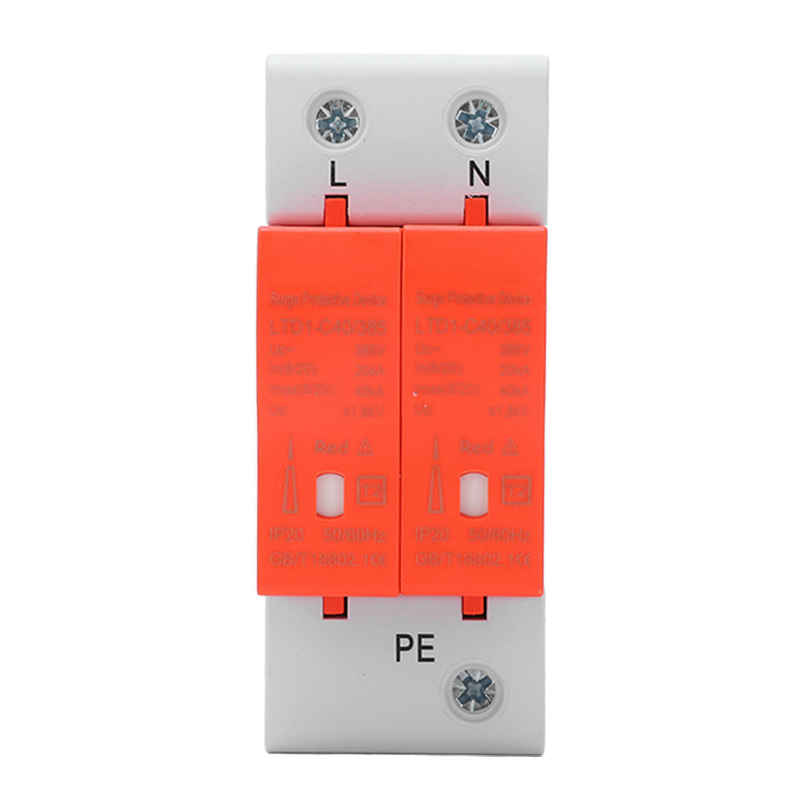 Устройство защиты от перенапряжения, ограничитель напряжения, 385 В переменного тока, 20–40 кА, для дома, 2 контакта.