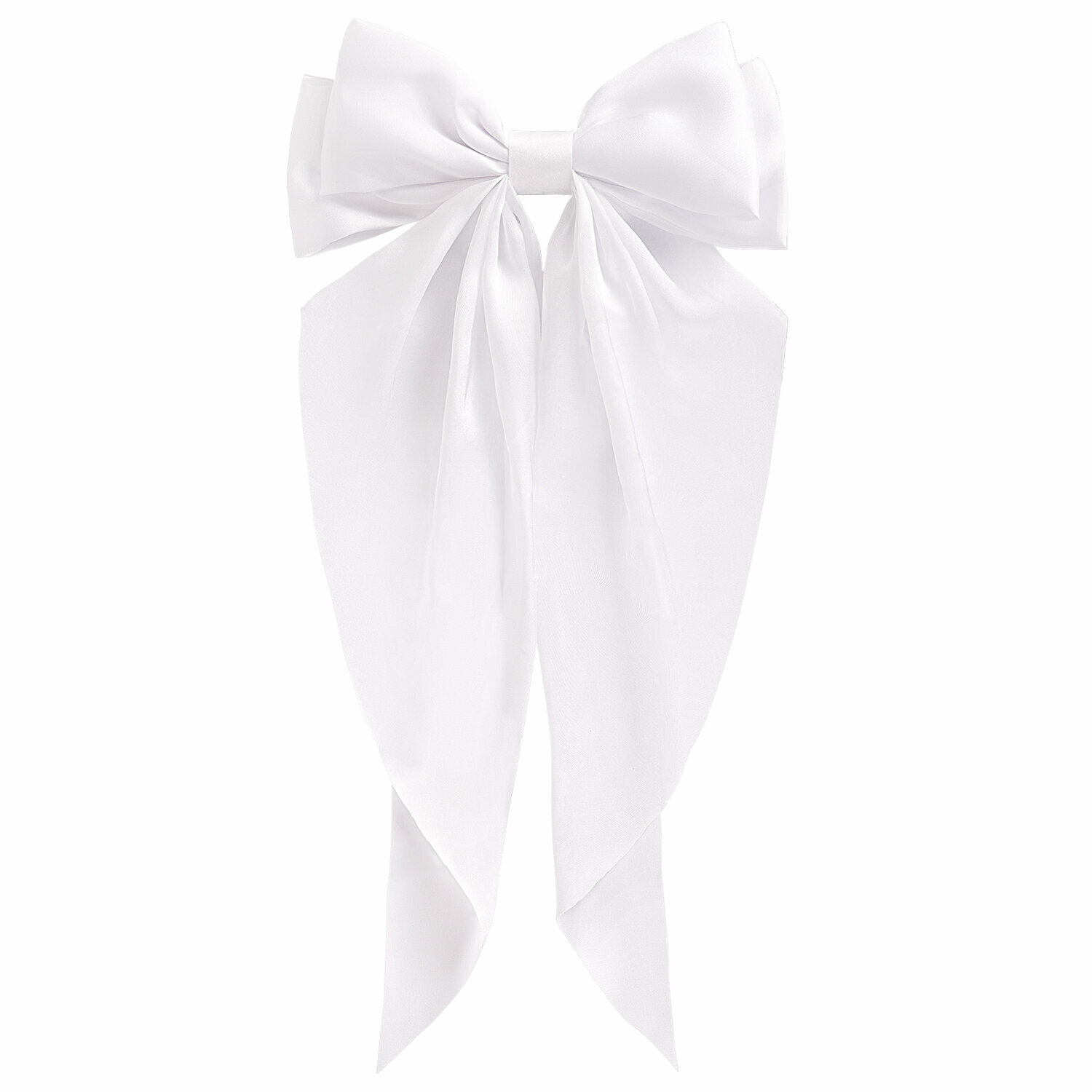 Заколка для волос баретте с бантом и широкими длинными хвостиками, белый, MONTE VITA (монте вита), 457114 (упаковка 12 шт.)