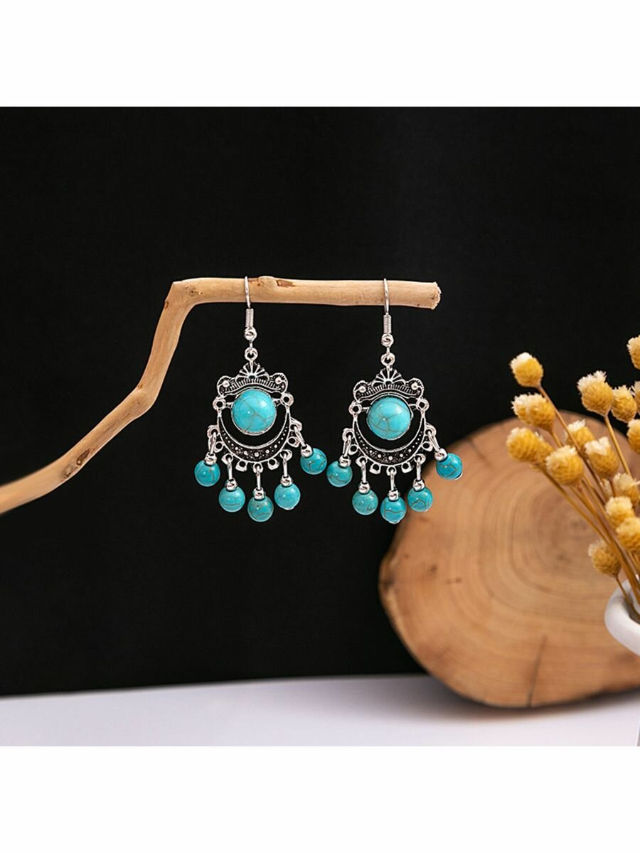 Серьги be self true, эмаль, бирюза синтетическая