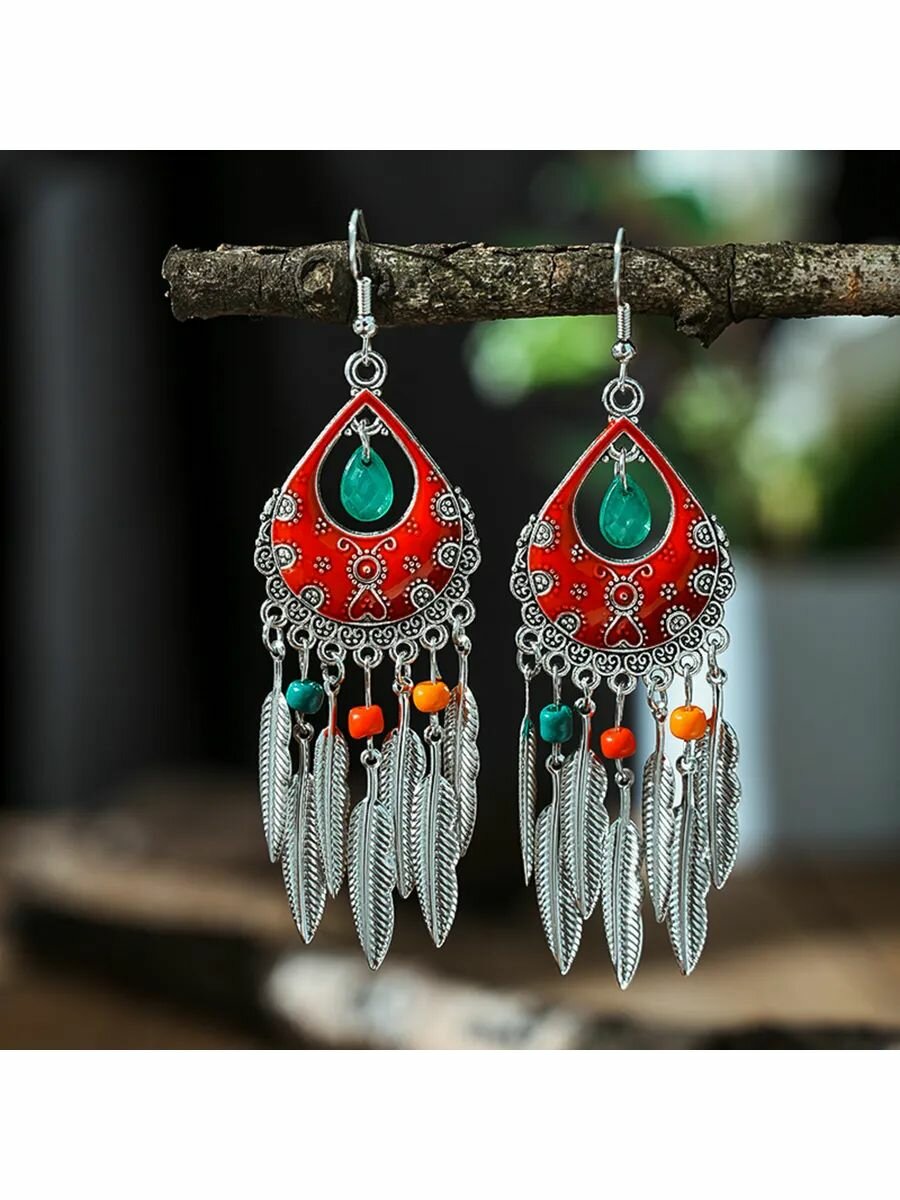 Серьги, эмаль, бирюза синтетическая