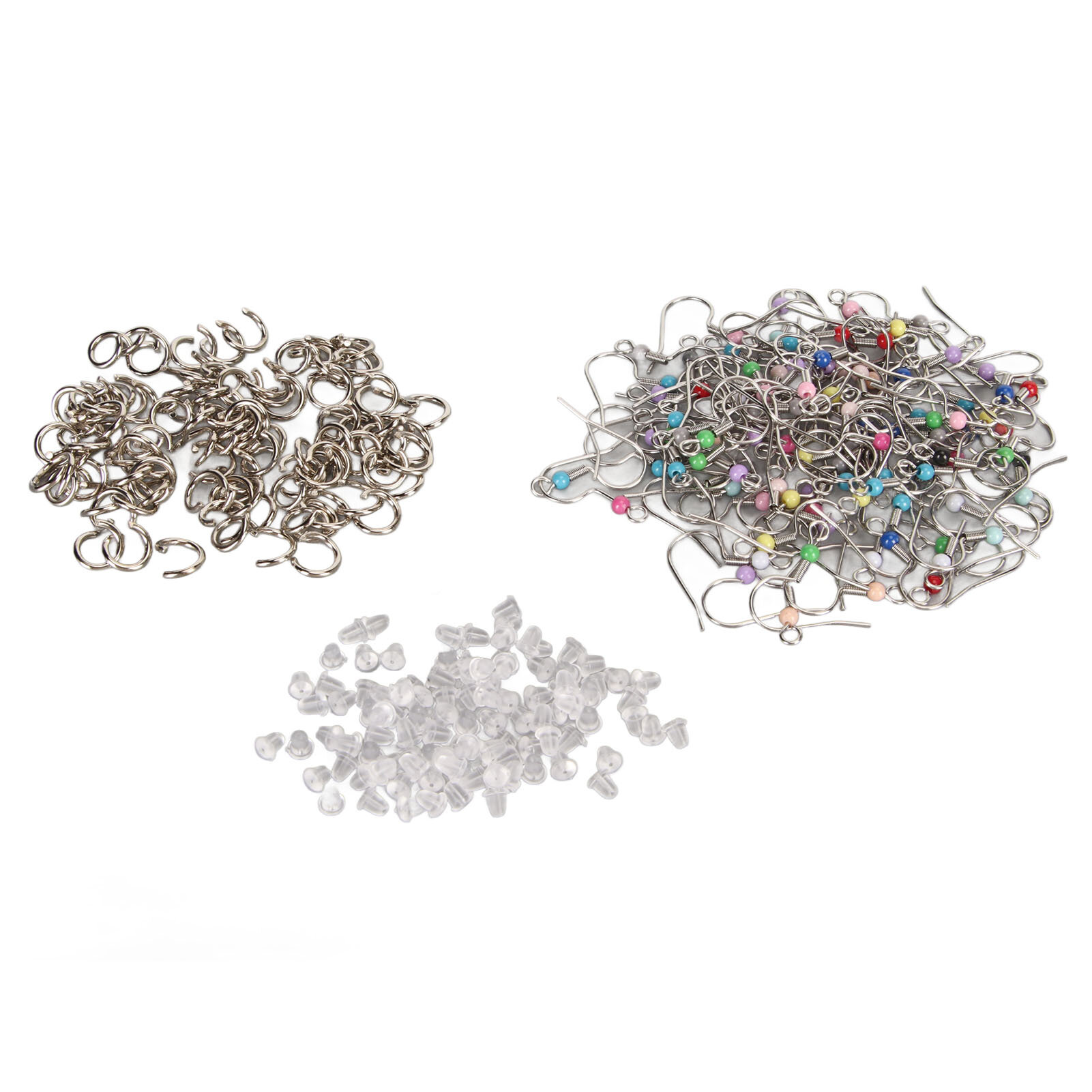 Набор из 300 крючков для сережек из нержавеющей стали разных цветов с соединительными кольцами и застежками для изготовления сережек.