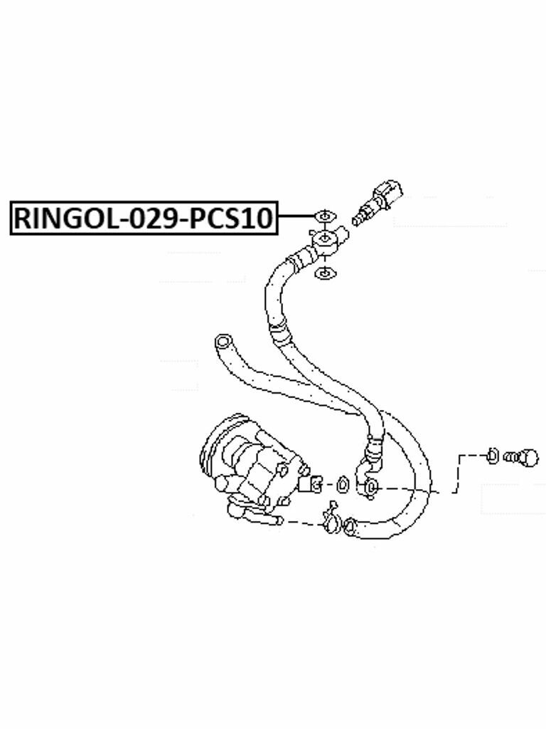 Кольцо уплотнительное трубки г. у. р. комплект pcs 10 MERCEDES BENZ, BMW, IVECO, NISSAN RINGOL-029-PCS10 FEBEST.