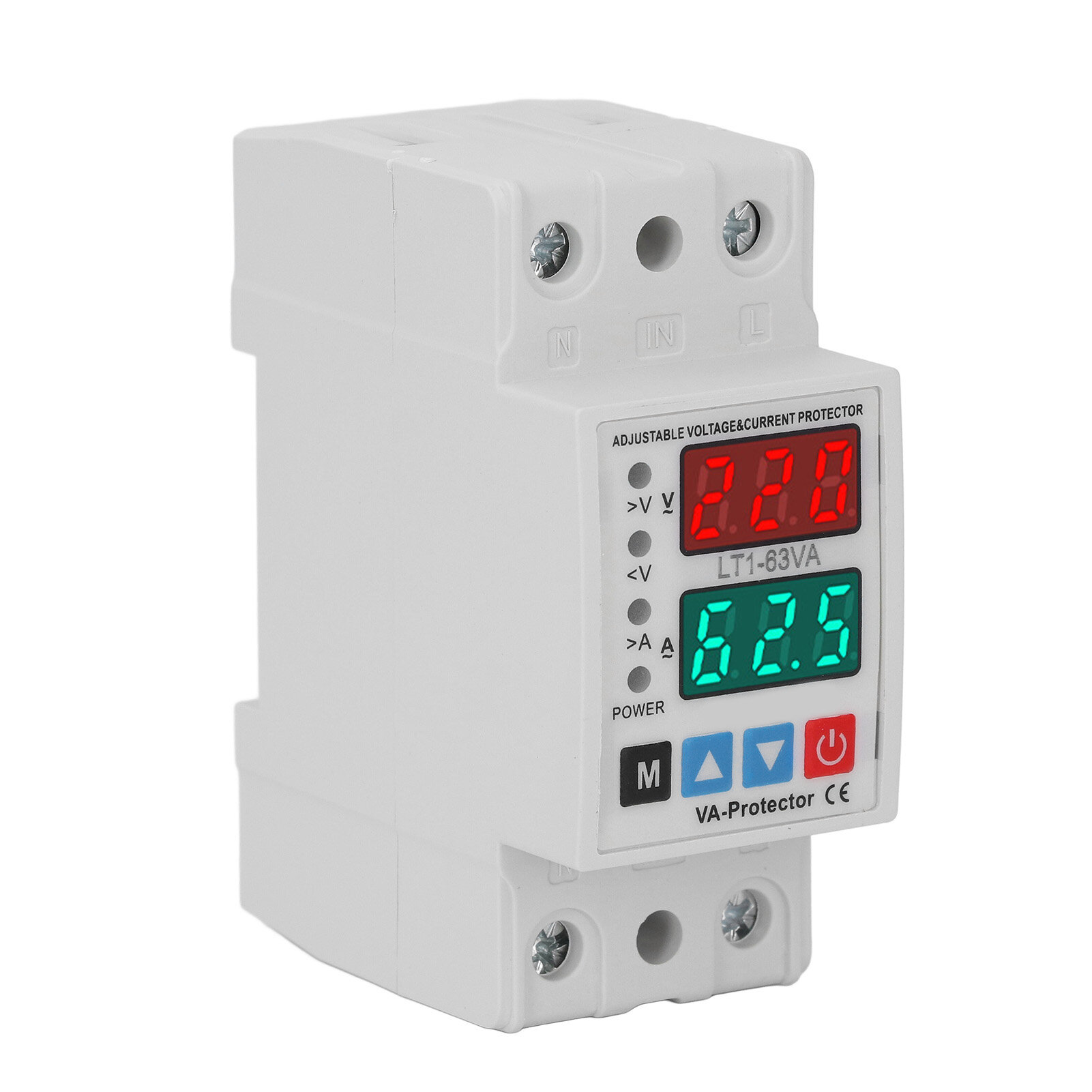 Реле контроля напряжения 220В, 63А, с дисплеем и автовозвратом